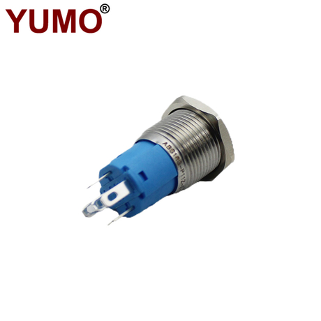 YUMO ABS16S-P11Z-E-R-24 16mm metal push button stainless Steel DC24V ...