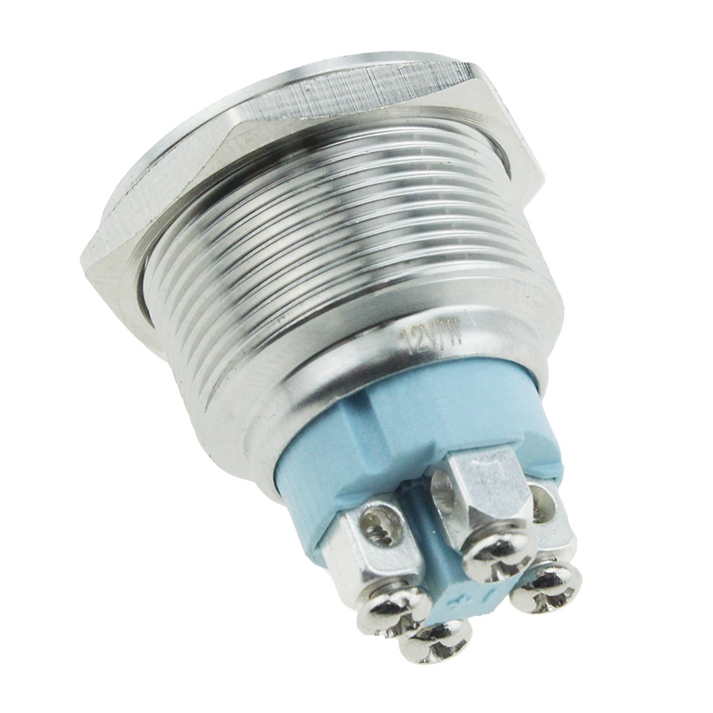 JS22F flat head white ring lamp stainless steel 22mm metal push button ...